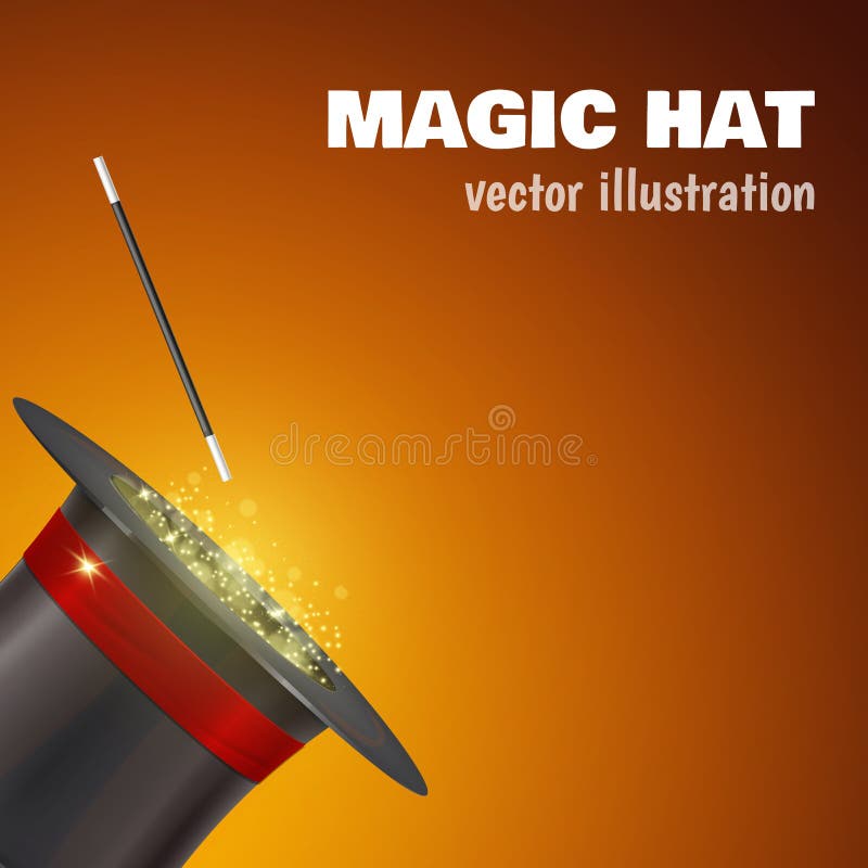 Vector MAGIC HAT with Red Ribbon Stock Vector - Illustration of doodle ...