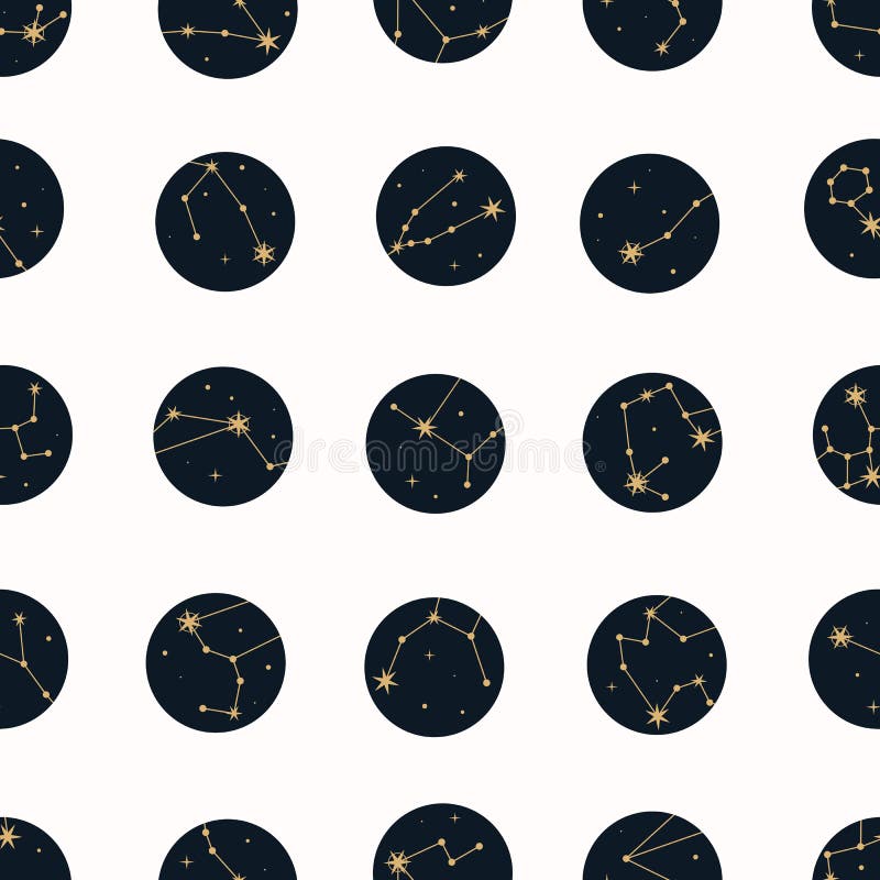 Vector Magic Seamless Pattern with Constellations, Sun, Moon, Magic ...