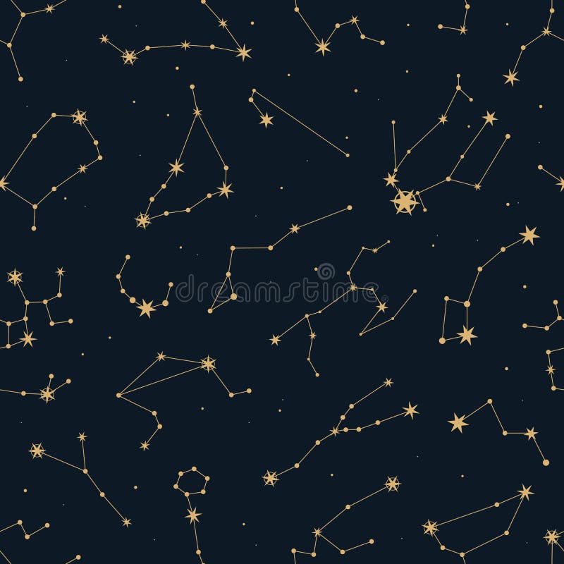 Vector Magic Seamless Pattern with Constellations, Sun, Moon, Magic ...