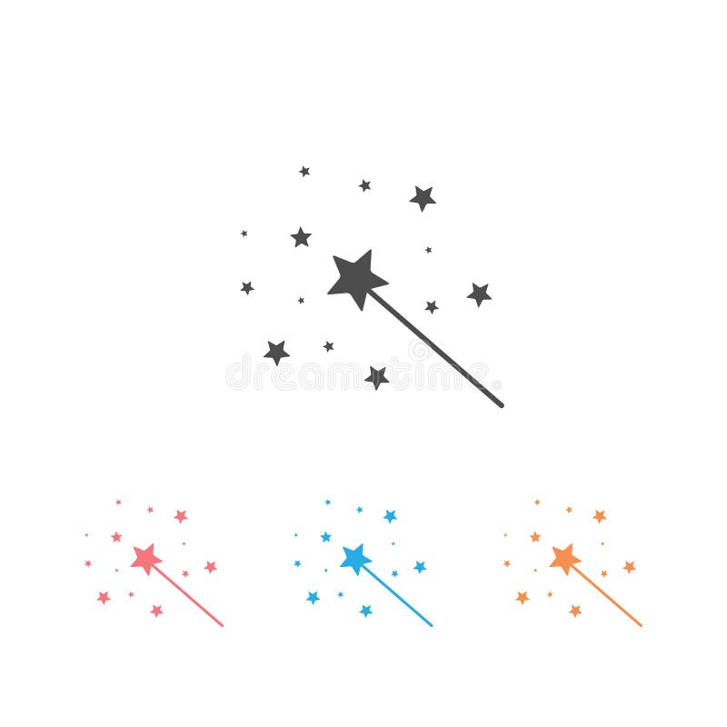 Vector Magic Wand Icon Set with Star Stock Vector - Illustration of ...