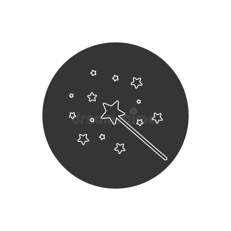 Vector Magic Wand Line Icon with Star Sparkle Stock Vector ...