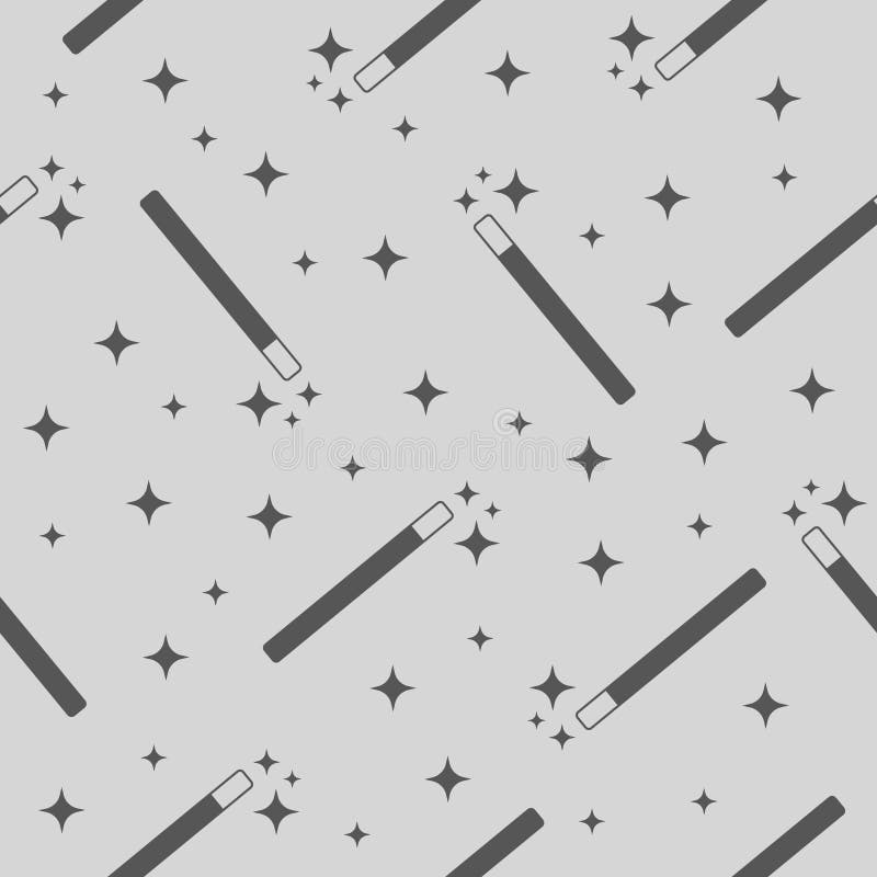Vector Magic Wand with Magic Stars Seamless Pattern Background. Stock ...