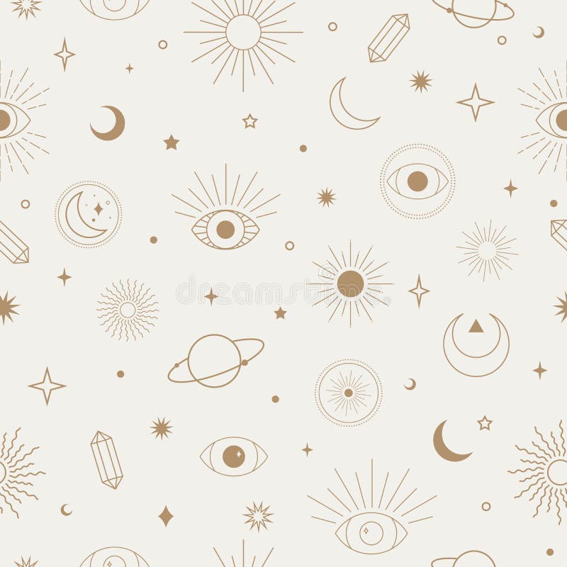 Vector Magical Seamless Repeat Pattern with Constellations, Sun, Moon ...