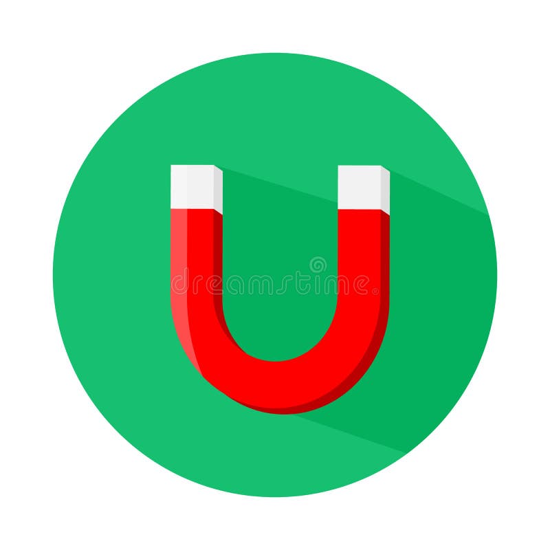 Vector Magnet Icon Flat Design with Arrow Stock Illustration ...