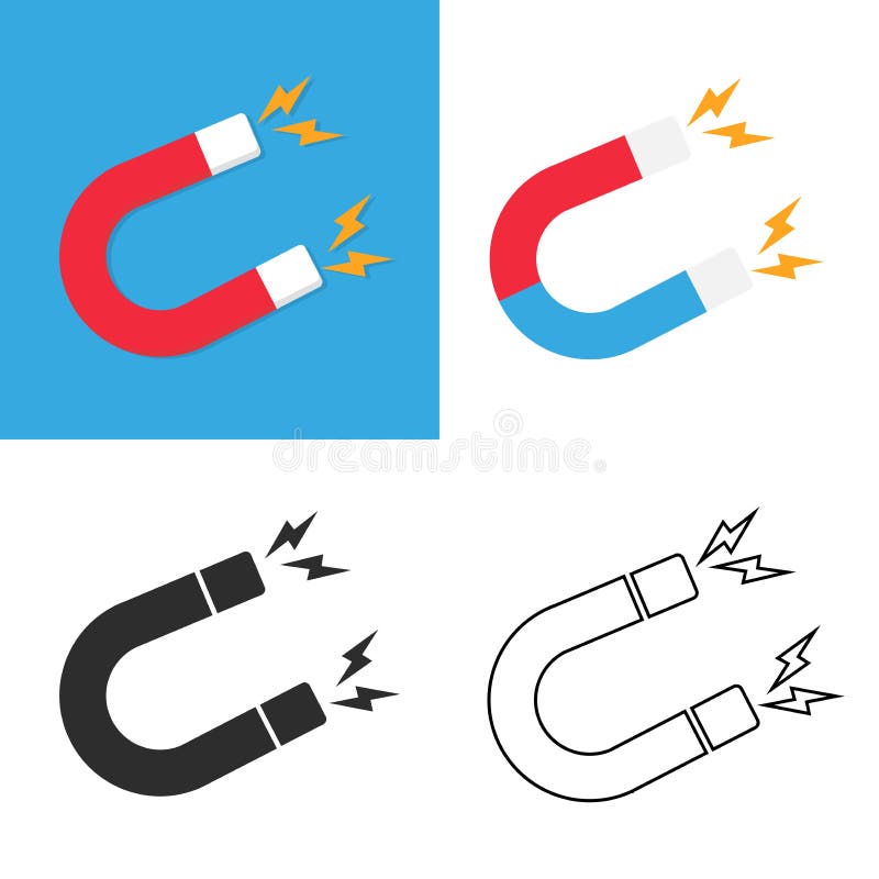 Vector Magnet Icon with Magnetic Stock Vector - Illustration of ...