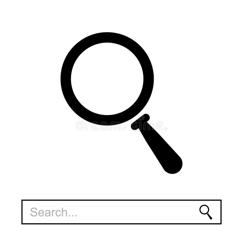 Vector Magnifier Icon for Search Bar. Stock Vector - Illustration of ...