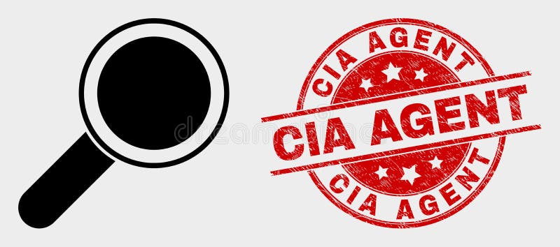 Vector Magnifier Tool Icon and Scratched CIA Agent Stamp Stock Vector ...