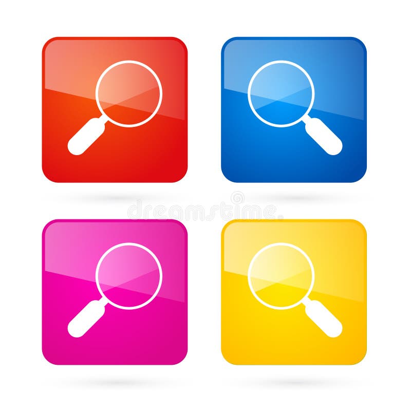 Magnifying Glass Icon on Round Internet Button Stock Illustration ...
