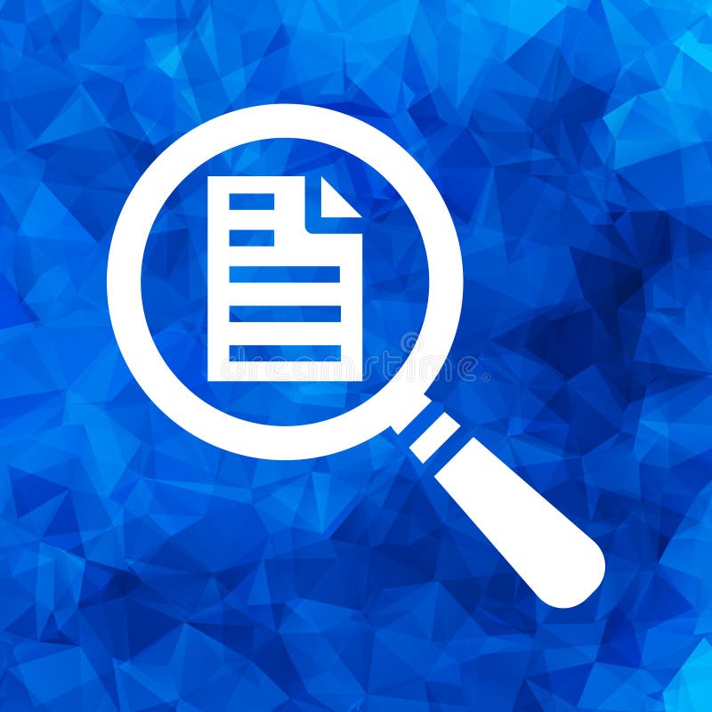 Vector Magnifying Glass with White Page Icon on a Blue Triangular ...
