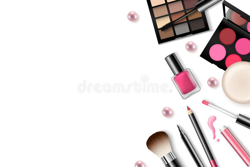 Vector Make-up Background with Space for Your Text and Cosmetic Tools ...
