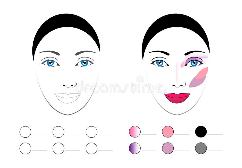 Vector Make Up Pattern Set, Scheme for Tutorial Stock Illustration ...