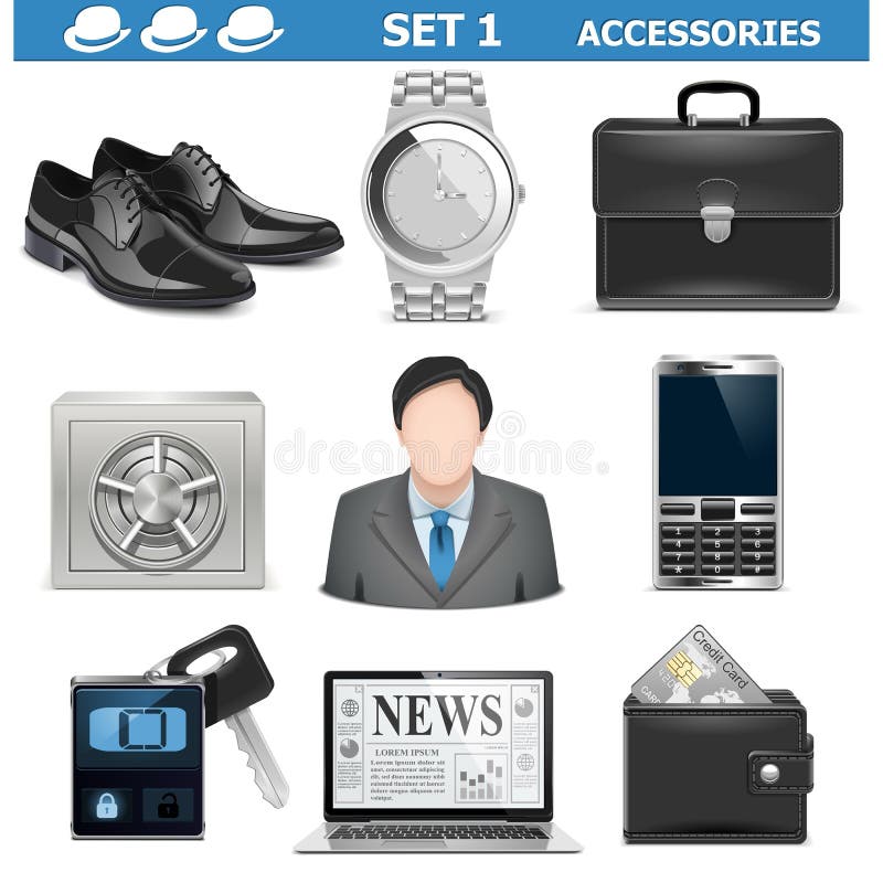 Vector Male Accessories Set 2 Stock Vector - Illustration of leather ...