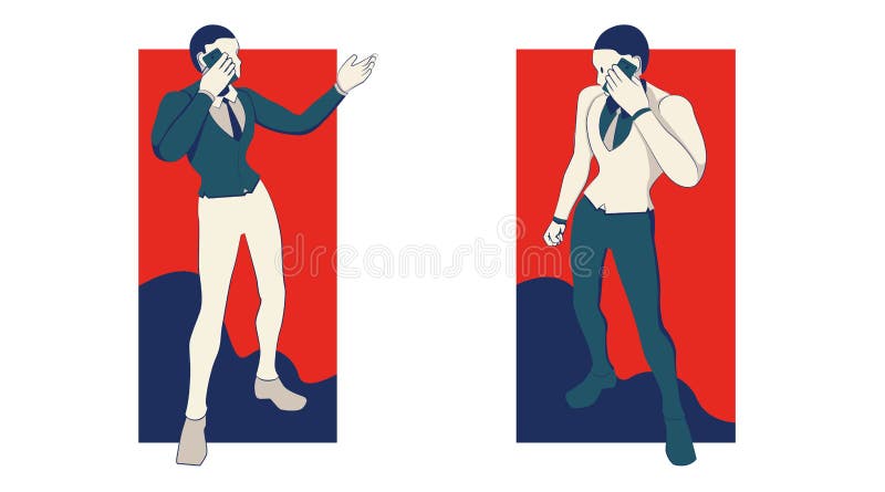 Vector of Male Characters Standing on a Handphone. Businessman Calling ...