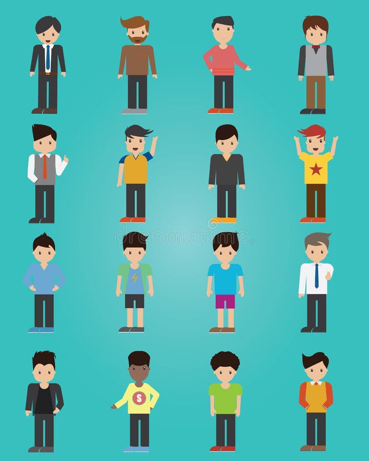 Vector of Man Characters Poses Set. Stock Vector - Illustration of ...