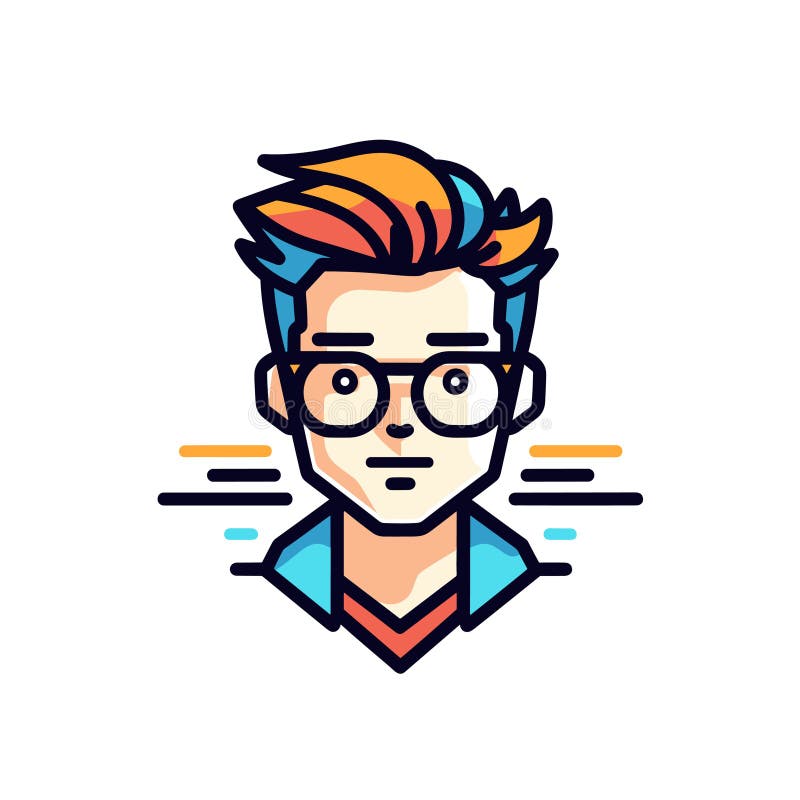 Vector of a Man with a Distinctive Mohawk Hairstyle and Glasses Stock ...