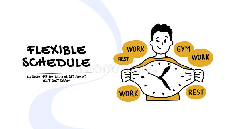 Vector of a Man with a Flexible Job Schedule Good Life Work Balance ...