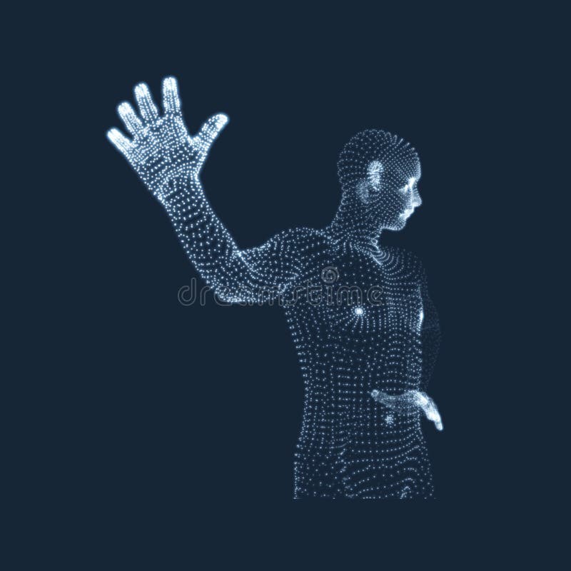 Vector Man with Hand Up To Stop. Human Showing Stop Gesture. 3D Model ...
