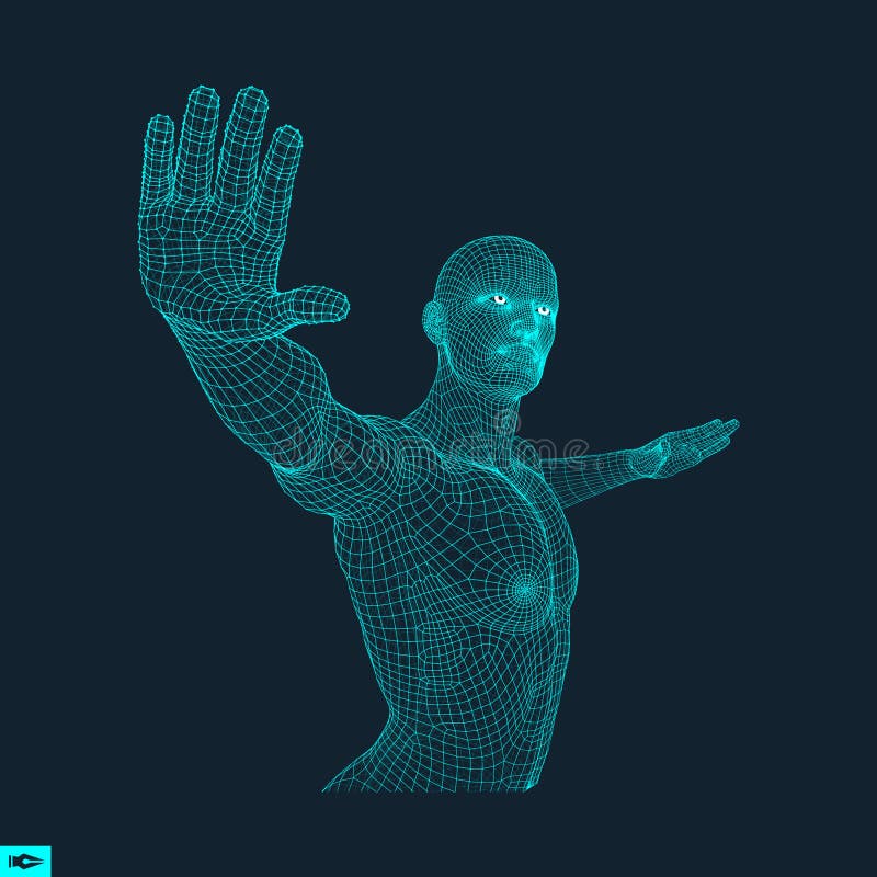 Vector Man with Hand Up To Stop. Human Showing Stop Gesture Stock ...