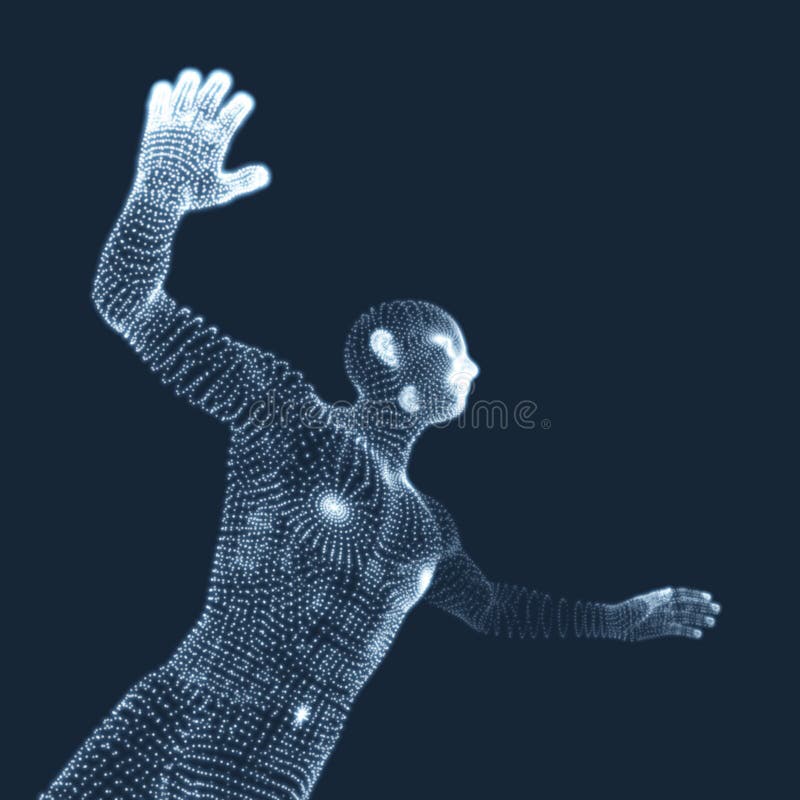 .Vector Man with Hand Up To Stop. Human Showing Stop Gesture. 3D Model ...