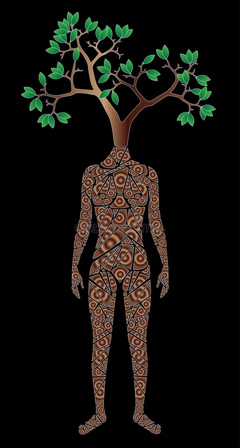 Vector Man with the Head of Tree Stock Illustration - Illustration of ...