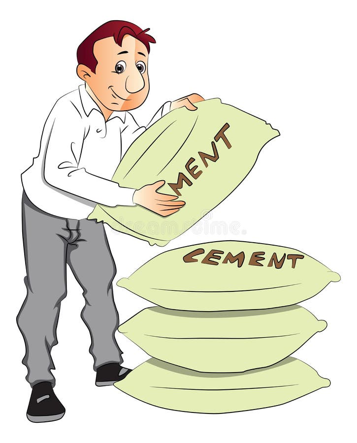 Vector of Man Holding Cement Sack Stock Vector - Illustration of cement ...