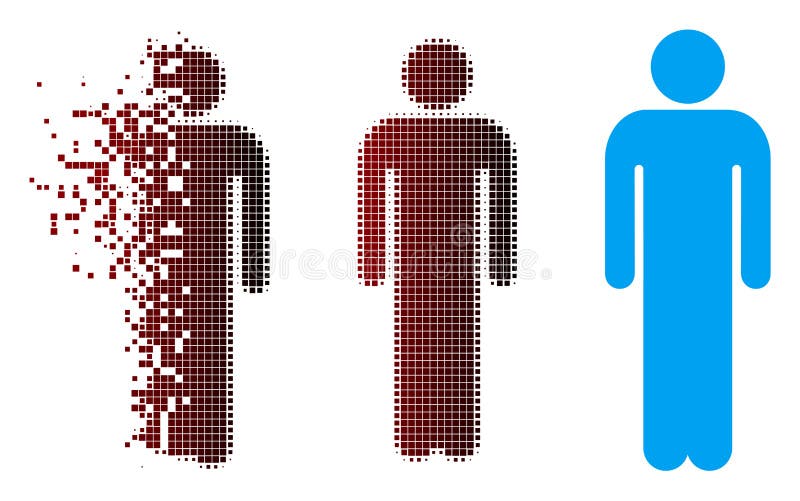 Fractured Pixel Halftone Man Icon Stock Vector - Illustration of ...