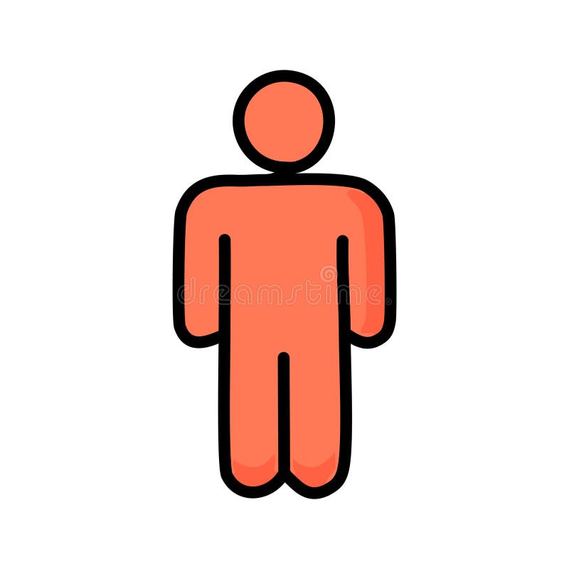 Vector Man Icon. Flat Design Style Red Person Sign with Black Outline ...