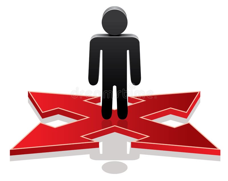 Vector Man Making a Choice on Crossroads Stock Vector - Illustration of ...