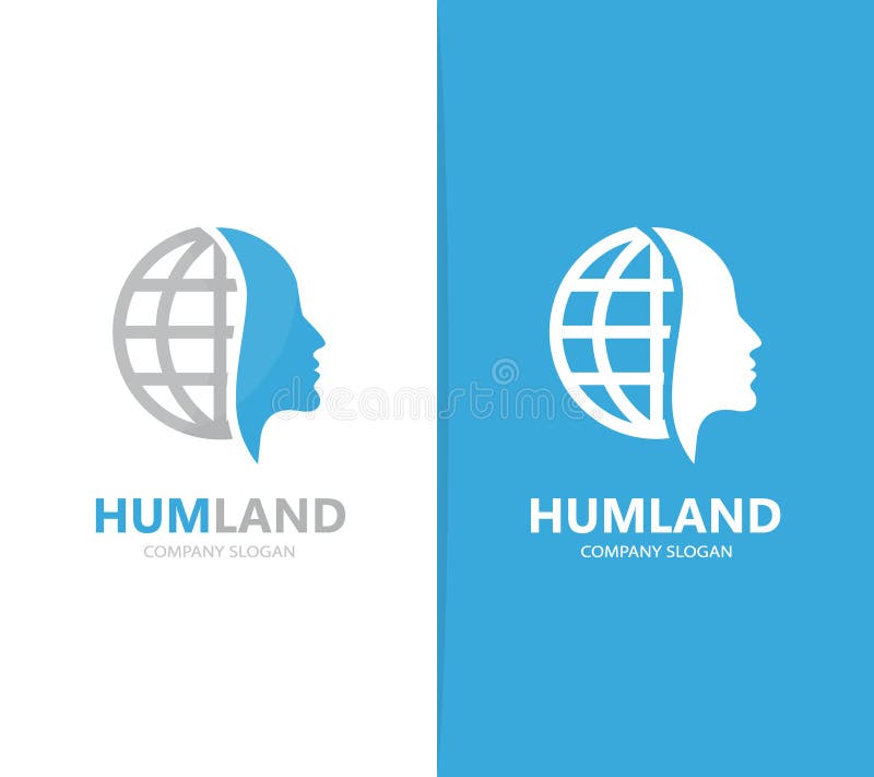 Vector of Man and Planet Logo Combination. Face and World Symbol or ...