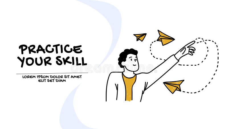 Vector of a Man Practicing His Skills To Make it Perfect Stock Vector ...