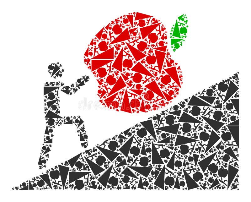 Man Rolling Apple Up Recursive Icon Composition of Self Items Stock ...
