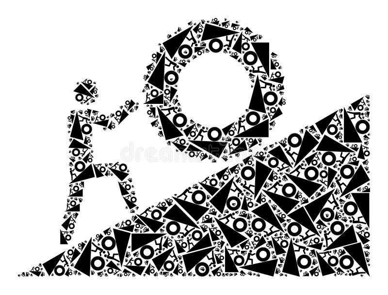 Man Rolling Tire Up Recursion Icon Mosaic of Self Items Stock Vector ...