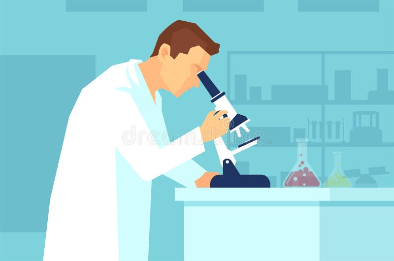 Man and Microscope stock illustration. Illustration of experiment ...