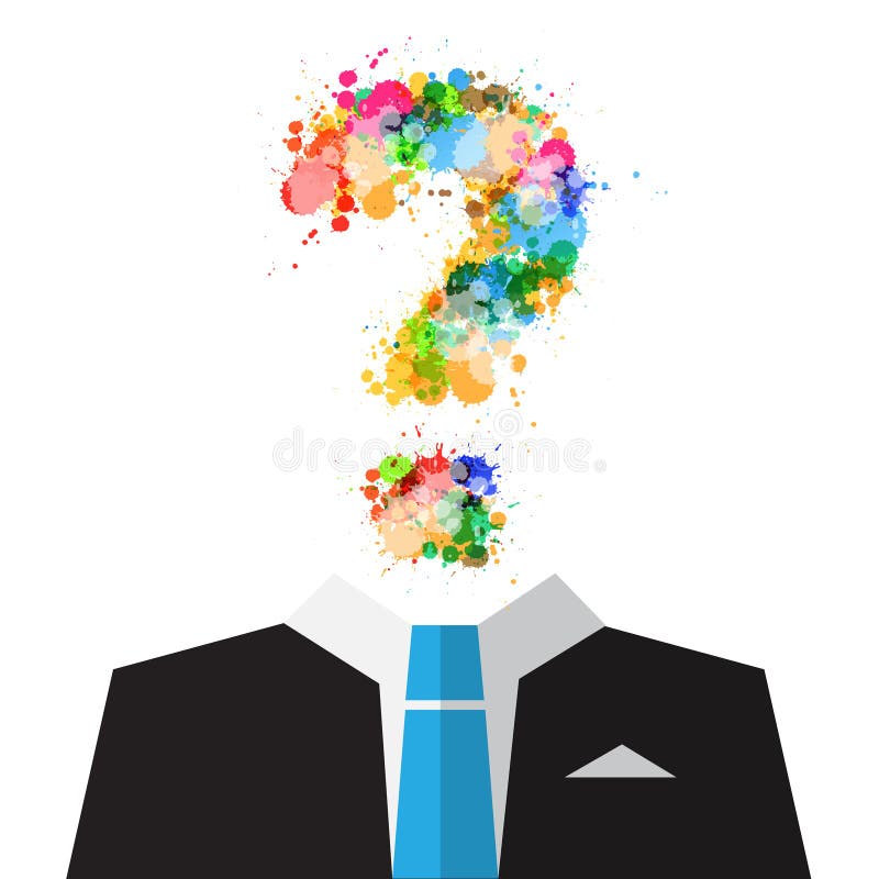 Vector Man in Suit with Colorful Splashes Question Mark Symbol Stock ...