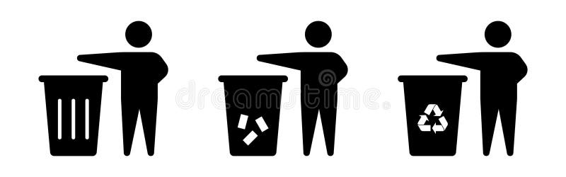 Vector Man Throw Garbage, Man Throw Garbage with Recycle Symbol Icon ...