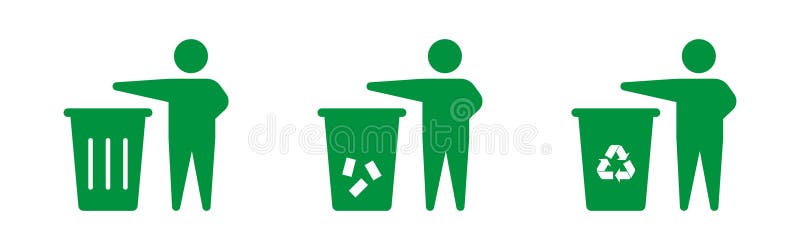 Vector Man Throw Garbage, Man Throw Garbage with Recycle Symbol Icon ...