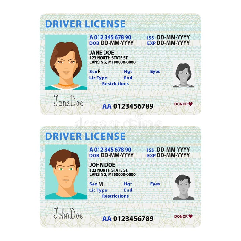 Driver License Plastic Card Template Stock Illustrations – 1,045 Driver ...