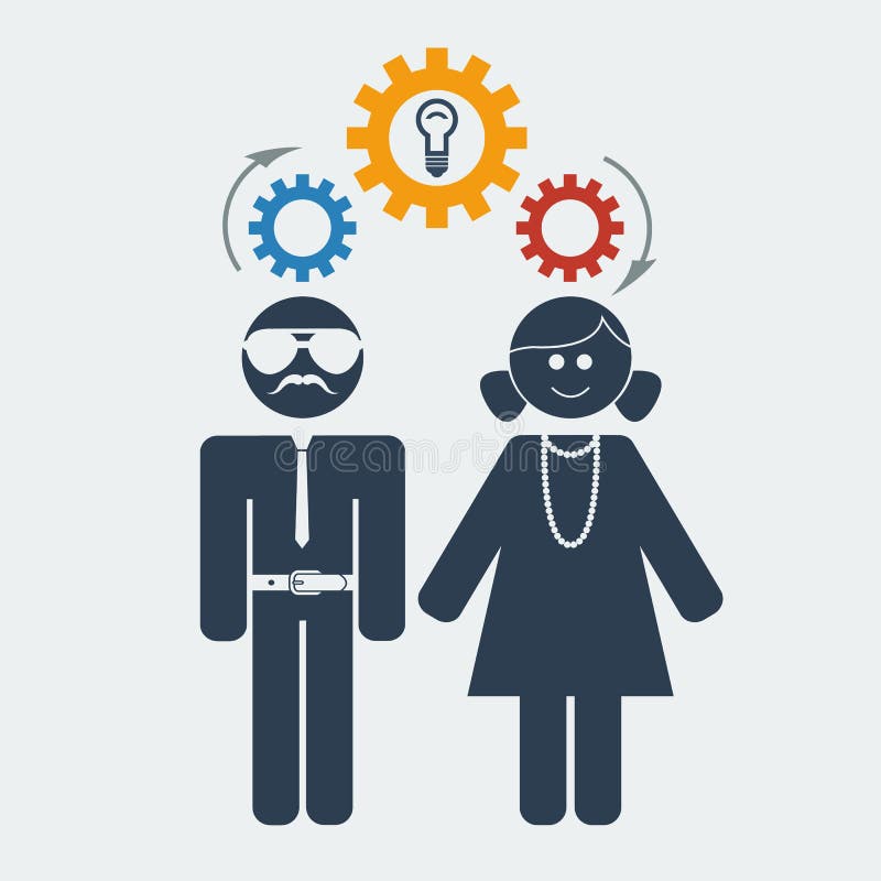 Woman with Idea. Man Making Business Presentation Stock Vector ...