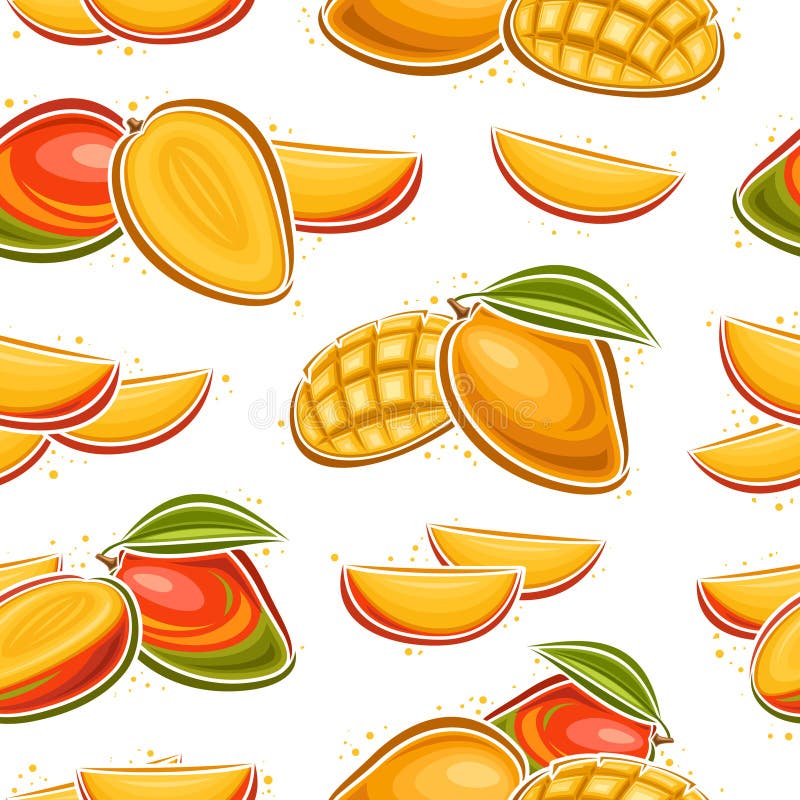 Vector Mango Seamless Pattern Stock Vector - Illustration of organic ... Vector Mango Seamless Pattern Stock Vector - Illustration of organic ...