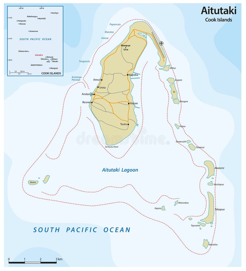 Vector Map of Aitutaki Island, Cook Islands Stock Vector - Illustration ...