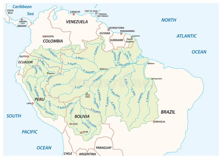 Amazon River Map Stock Illustrations – 238 Amazon River Map Stock ...