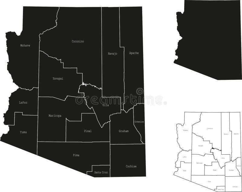 Map of the Arizona stock vector. Illustration of county - 204694447