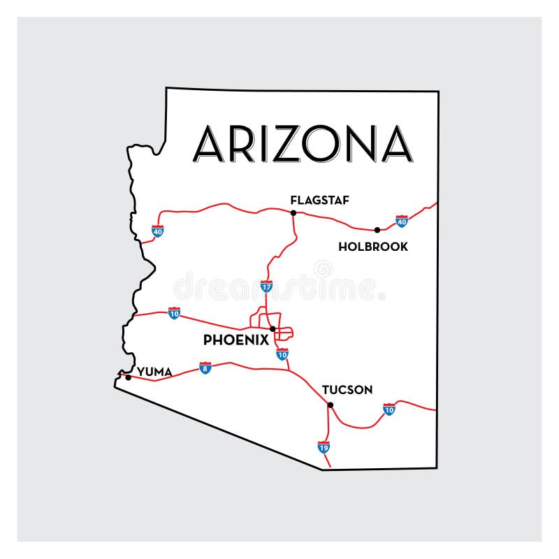 Vector map of ARIZONA stock illustration. Illustration of mexico - 99068567
