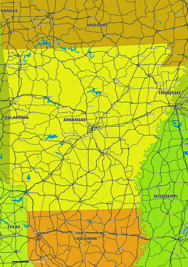 Vector Map of Arkansas, USA Stock Vector - Illustration of coloured ...