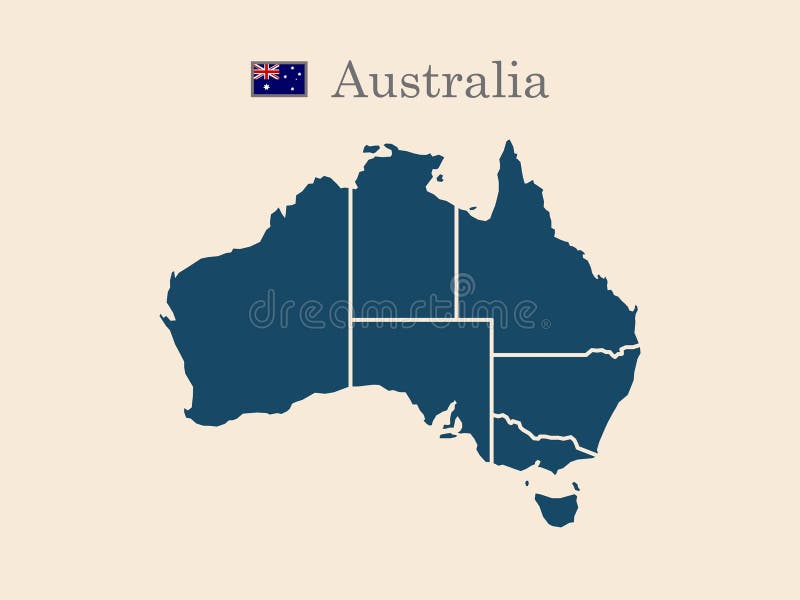 Vector Map of Australia with Flag Highly Detailed Stock Illustration ...