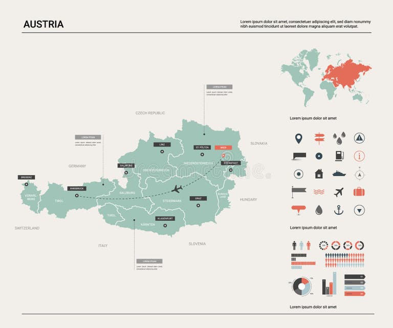 Vector Map of Austria . High Detailed Map with Division, Cities and ...