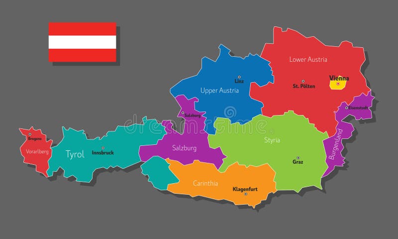Vector map of Austria stock vector. Illustration of color - 362767225