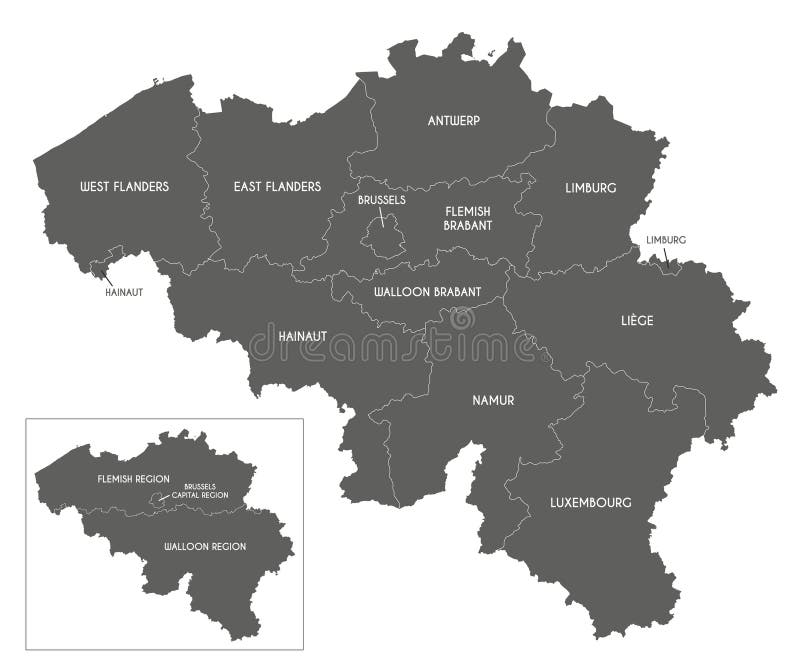 Vector Map of Belgium with Regions, Provinces and Administrative ...