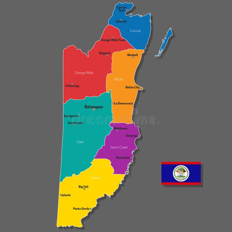 Vector map of Belize stock vector. Illustration of contour - 369089735