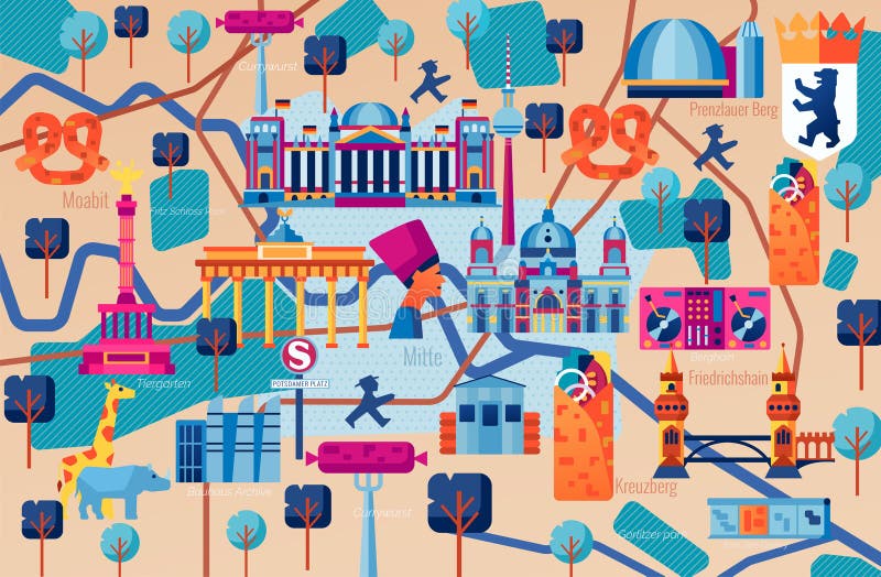Vector Map of Berlin Illustration. Graphic Design Stock Illustration ...